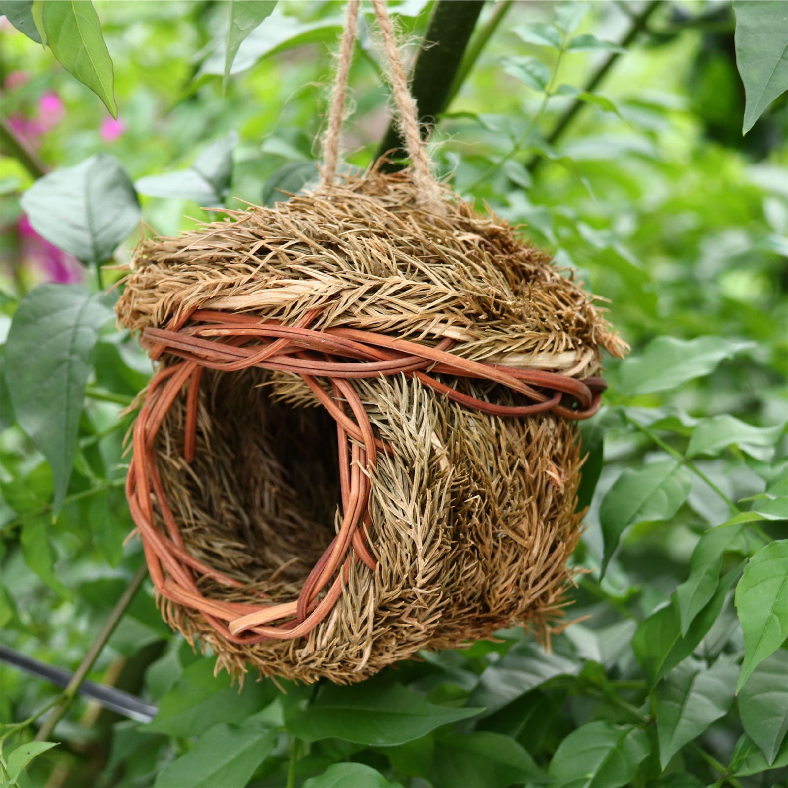 100Fens Straw Woven Bird Cage Hand-Woven Bird House Bird Garden ...