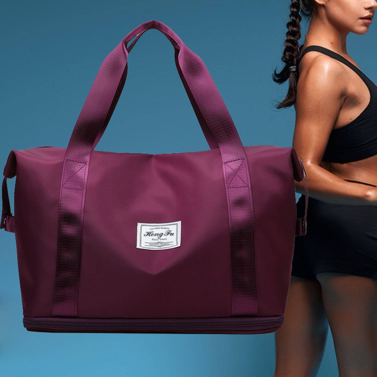 100Fens Travel Duffle Bag Weekender Overnight Bag Gym Tote Bag Oxford ...