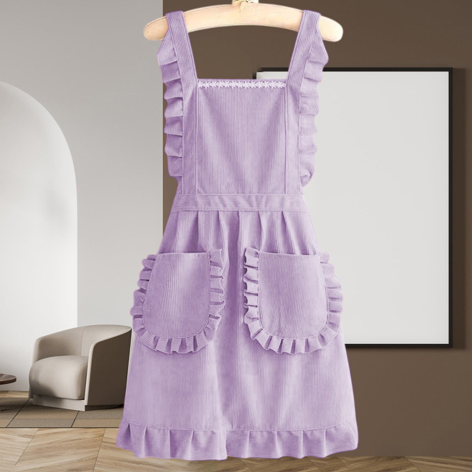 100Fens Waterproof Apron Corduroy Bib Apron Home Kitchen Apron ...