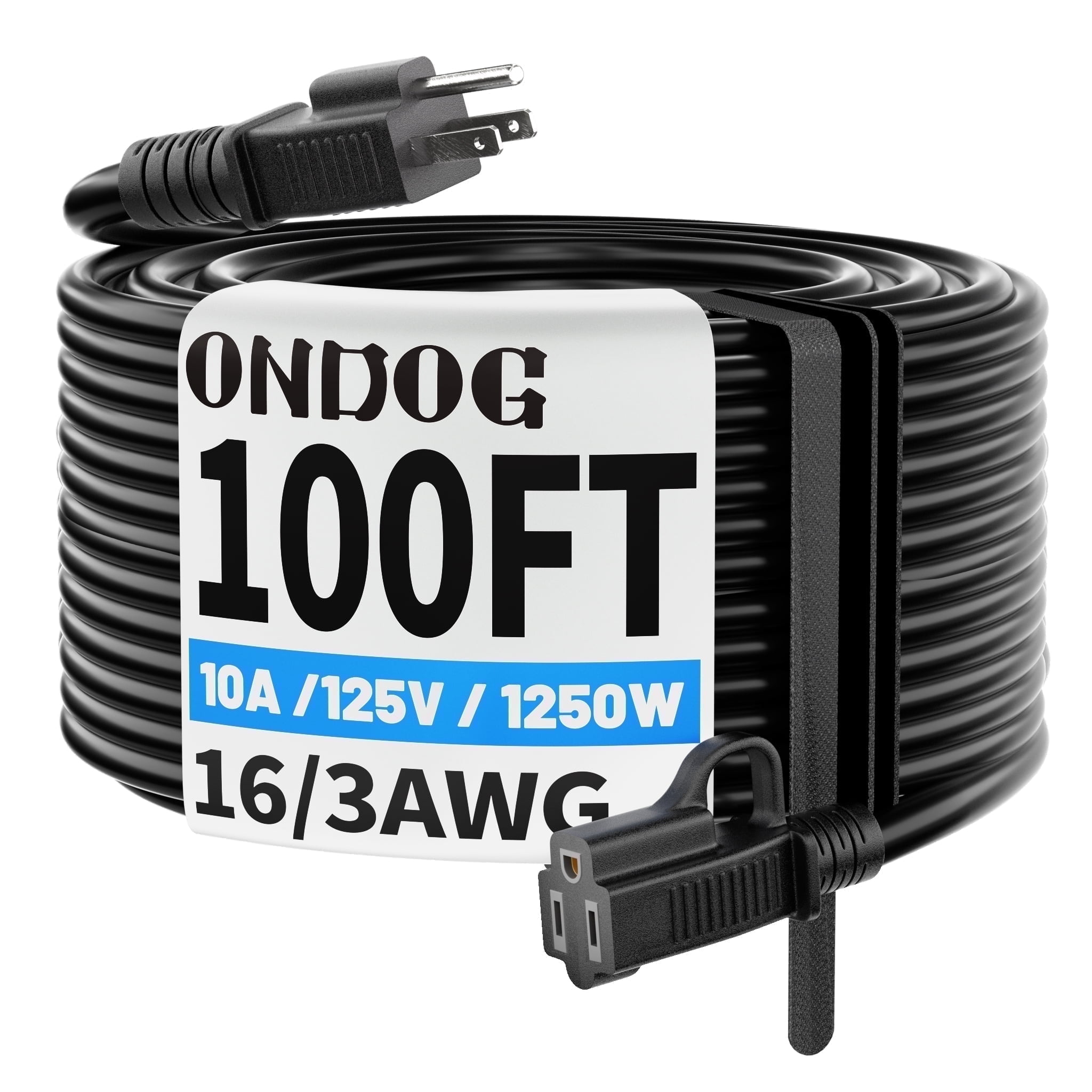 100Ft Waterproof Extension Cord - 3 Prong Heavy Duty Socket, Flexible ...