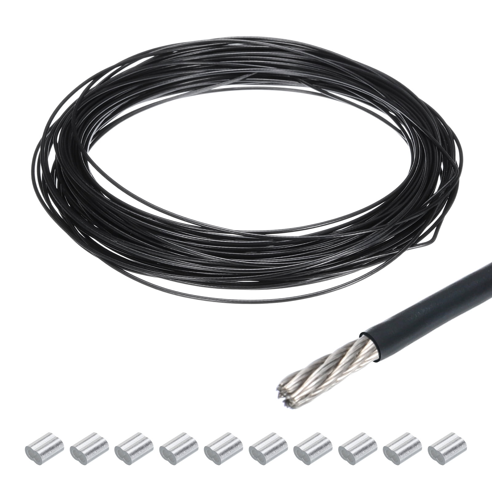 100Ft(30M) Wire Rope 304 Stainless Steel Cable 5/64"(2mm) Vinyl Coated ...