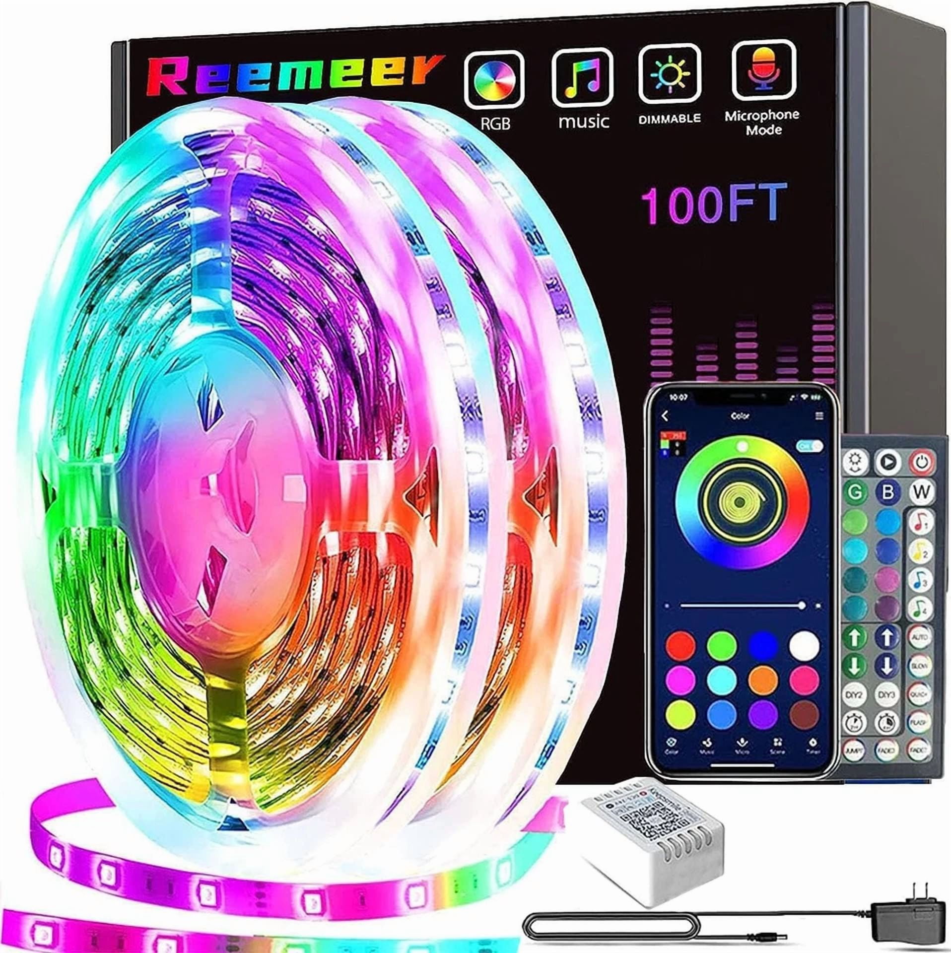 100Ft Rgb Led Strip Lights Music Sync Remote Control Smart Home ...