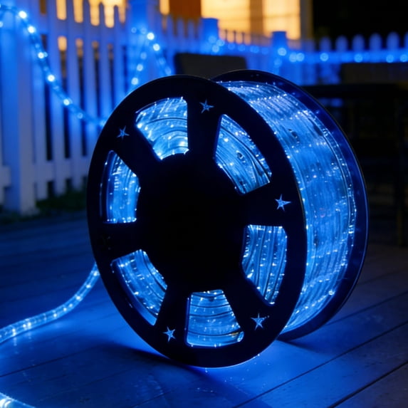 100Ft Warm White LED Rope Lights, 110v Waterproof Indoor/Outdoor String ...