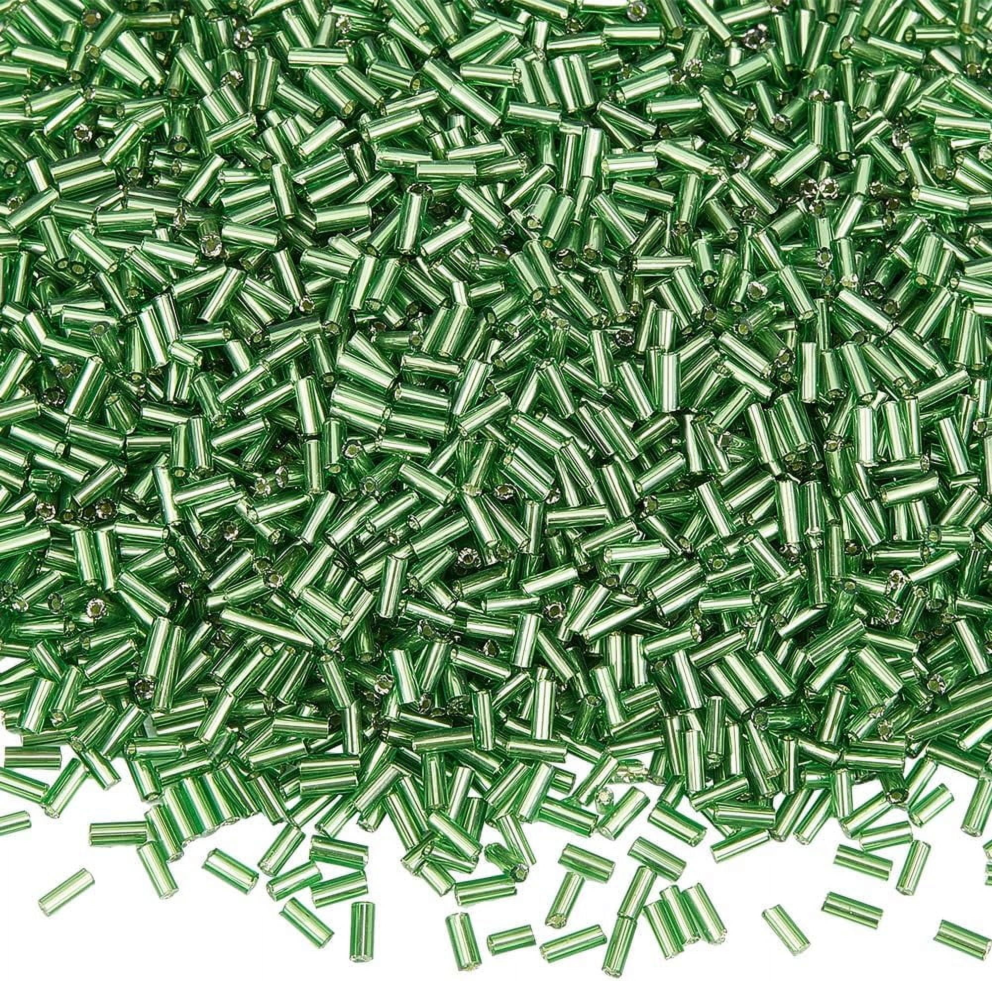 100G Opaque Colours Glass Round Bugle Beads Tube Lime Green 6~8x1.8mm ...