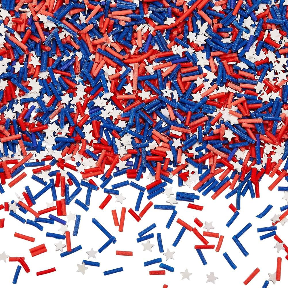 100G Patriotic Sprinkles Bulk Non Edible Cake Sprinkles Polymer Clay White Red Blue Star Tube ...