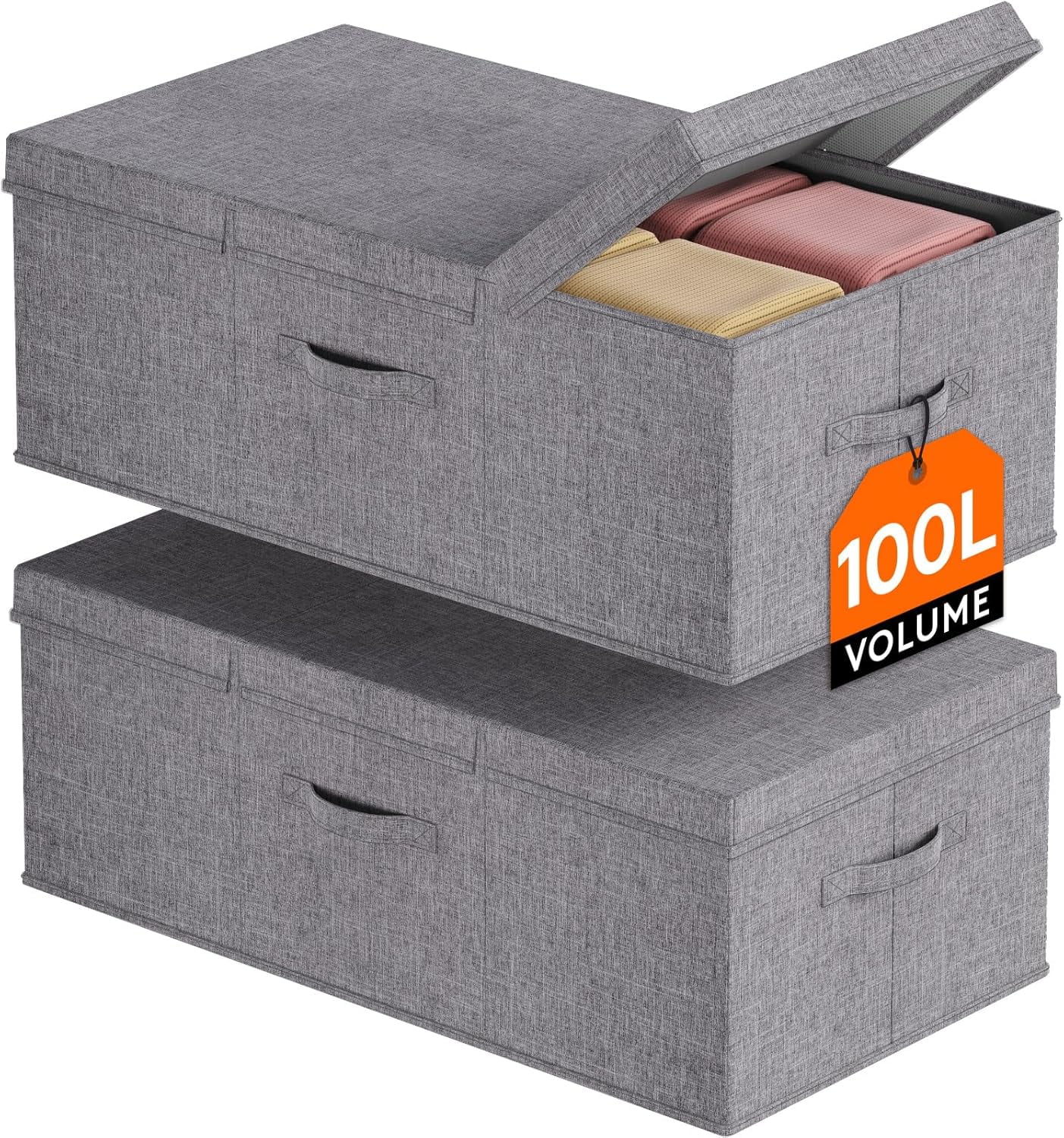 100L Under Bed Storage Containers, 11.8 Inch Tall Underbed Clothes ...