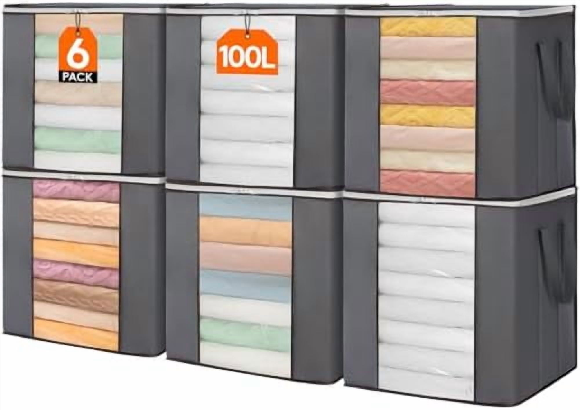 100L Extra Large Blanket Storage Bags, Foldable Comforter Storage with ...