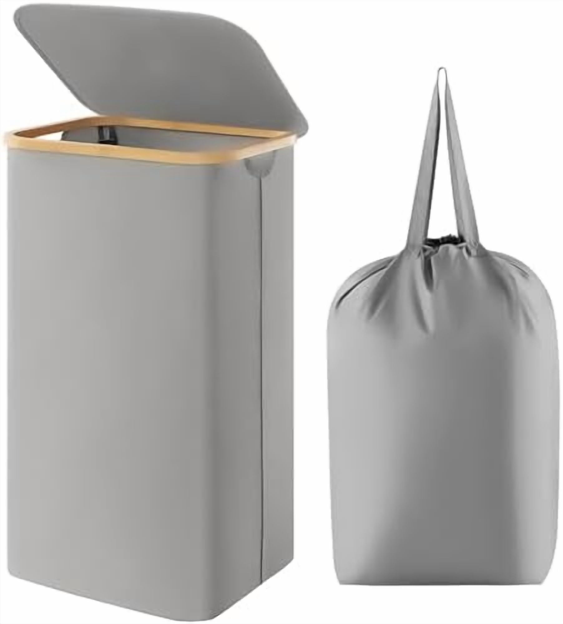100L Laundry Basket with Lid, Clothes Hampers for Laundry with Bamboo ...