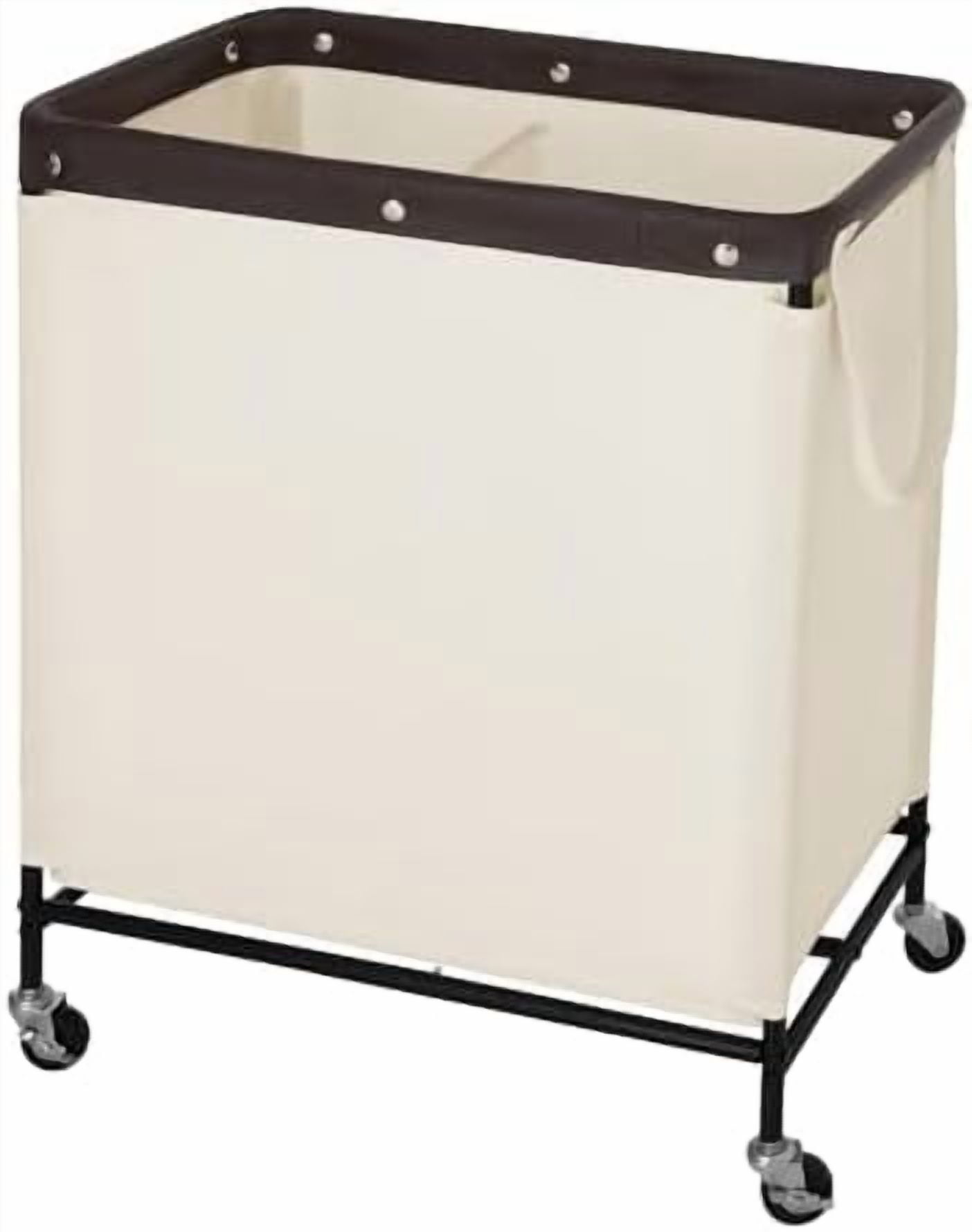 100L Laundry Hamper with Wheels, 2-Section Rolling Laundry Cart ...