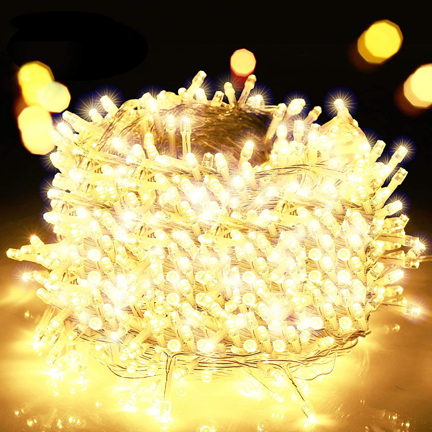 100LED 33FT Twinkle Christmas String Lights, Waterproof 8 Modes Plug in ...