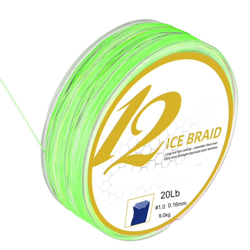 100M 12 Braid Strands Fishing Line 15-38Lb Light Green Multifilament Pe ...