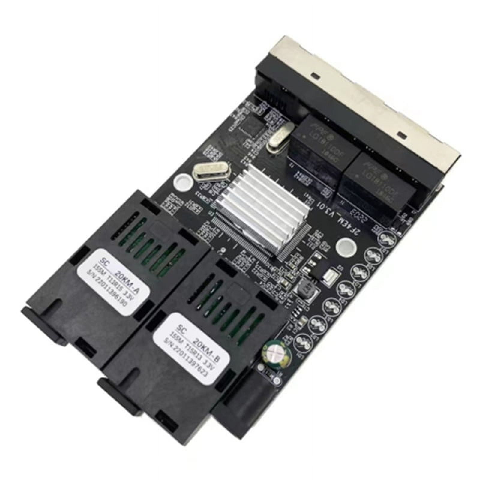 100M Fiber Optic Media Converter 4 RJ45 to 2 SC A+B Optic Connector 1310nm/1550nm Ports PCBA ...