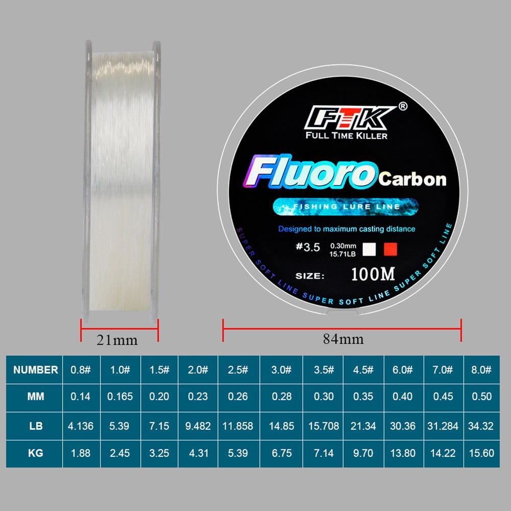 100M Fluorocarbon Bait Fishing Line Carbon Fiber Fly Fishing Wild ...