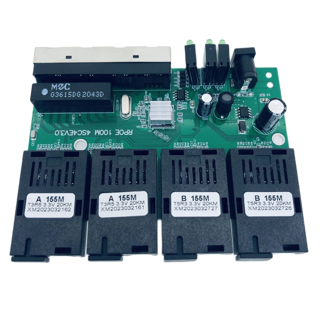 100M Reverse POE Fast Ethernet Fiber Switcher 4F4E Output 3.3V ...
