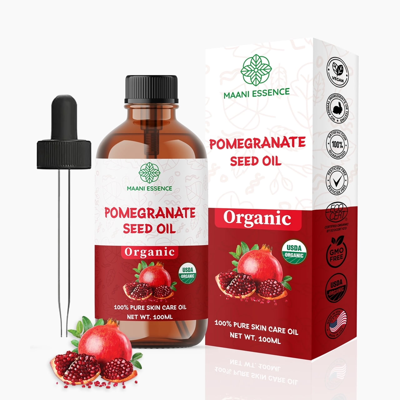 100ML LARGE ORGANIC POMEGRANATE SEED OIL 100% PURE AND NATURAL -NON GMO ...