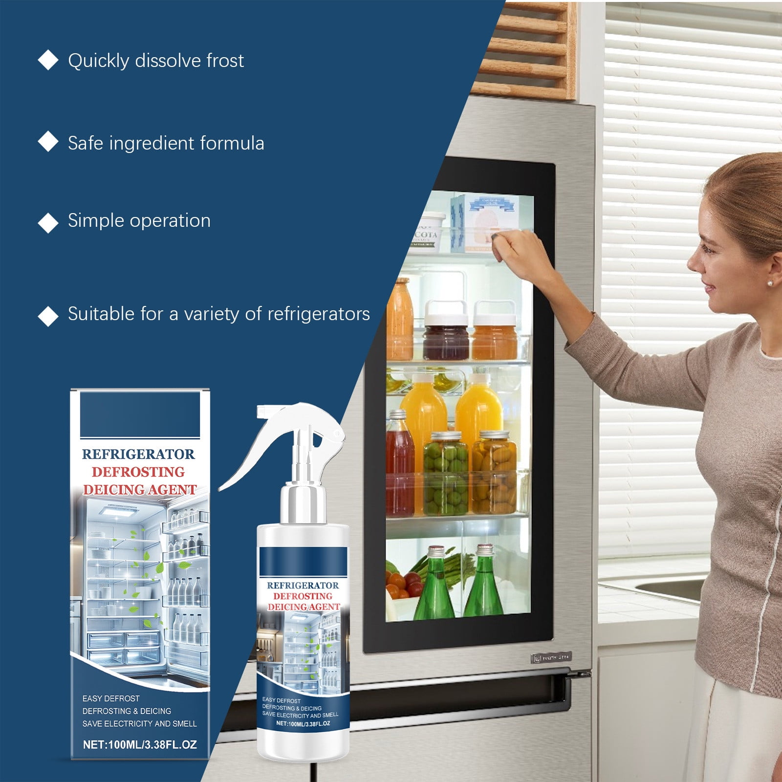 100Ml Refrigerator Freezer Defrost Spray, Fast Acting Ice Remover For ...