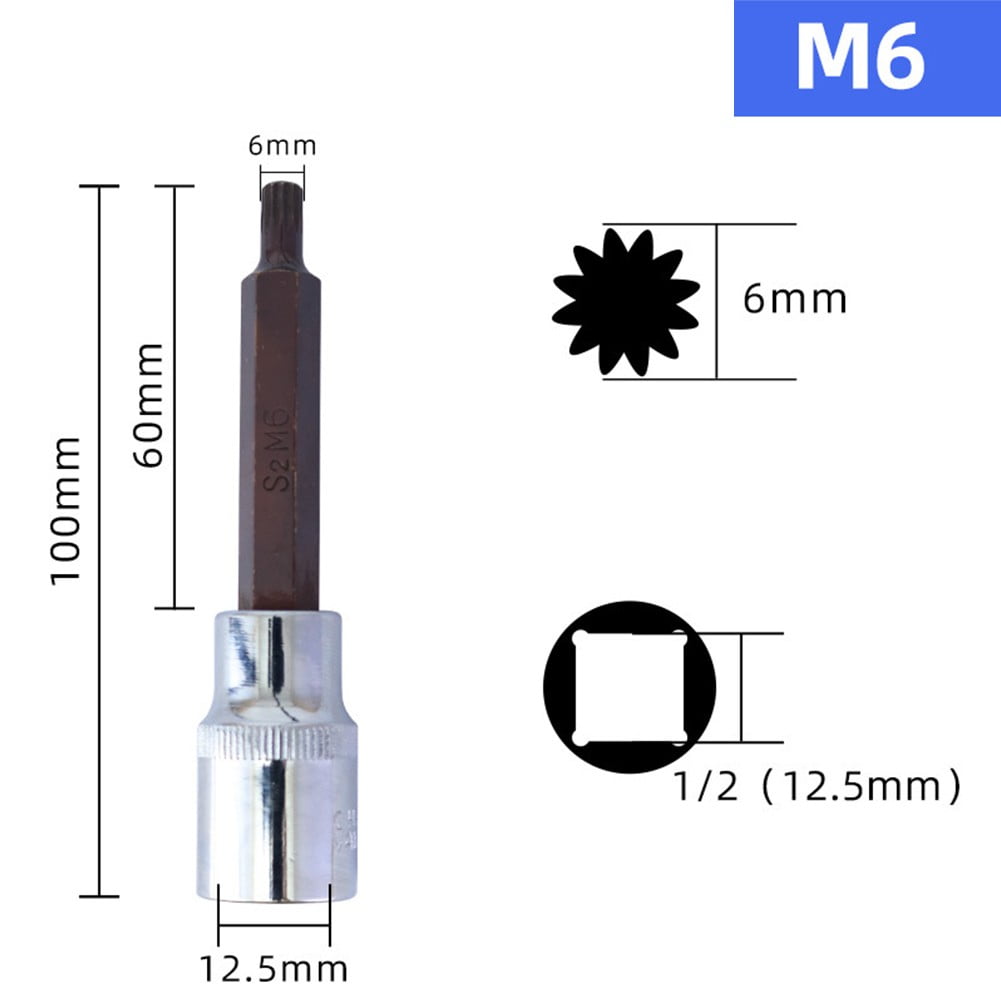 100Mm 12.7Mm Drive Wrench Socket Adapter 12 Point Screwdriver Bit M6 ...