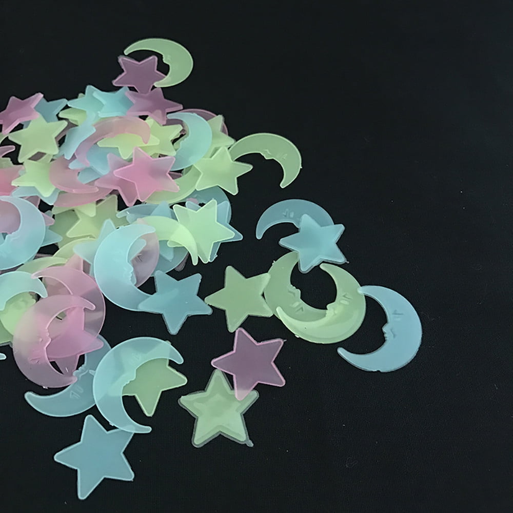 100PC Glow in The Dark Stars Wall Stickers Room Decor Fluorescent ...