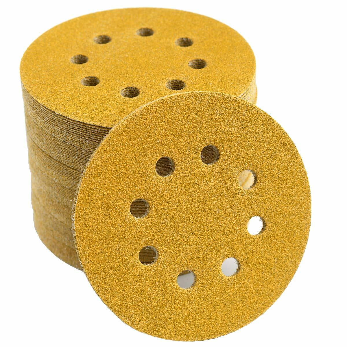 100PC Sanding Discs 5 in 8-Hole Hook Loop 80 Grit Orbital Sander Paper ...