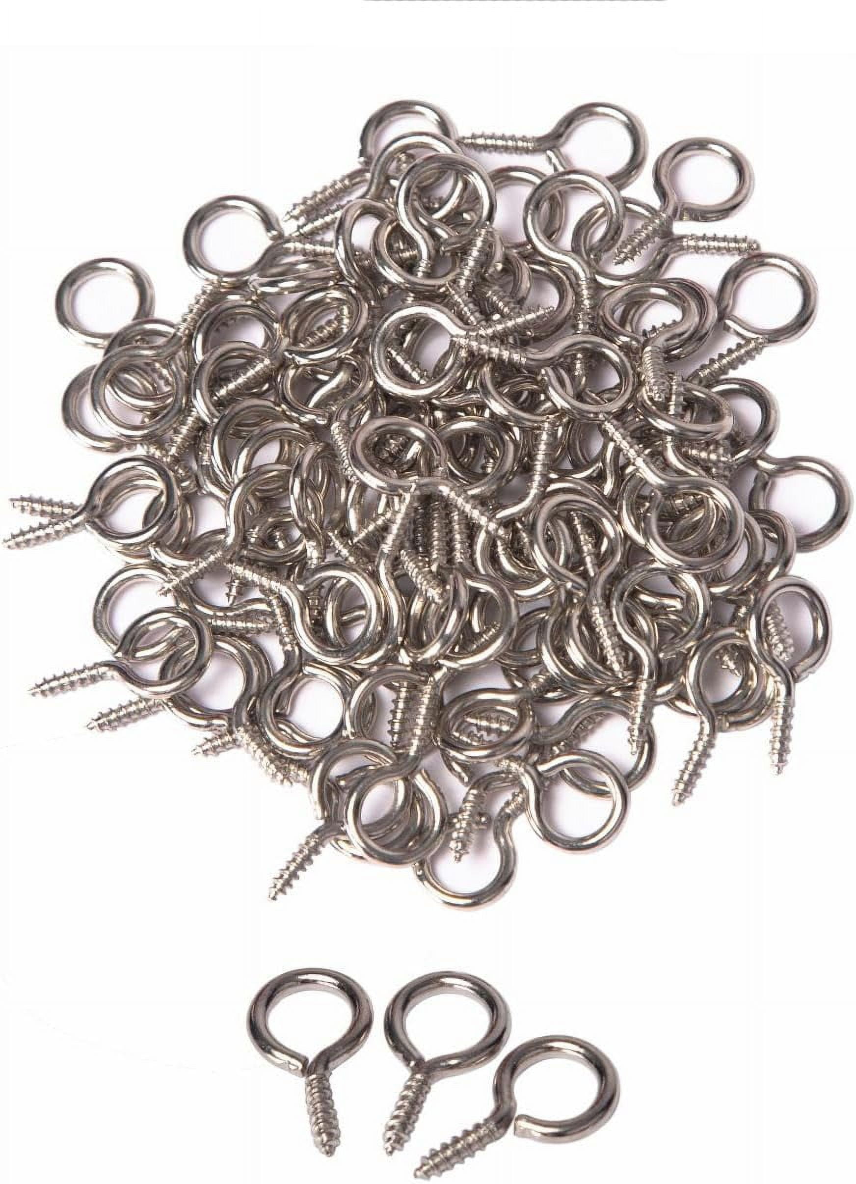 100PCS 0.59 inches Silver Eye Hooks Screw Metal Eye Hooks Small Eyelet ...
