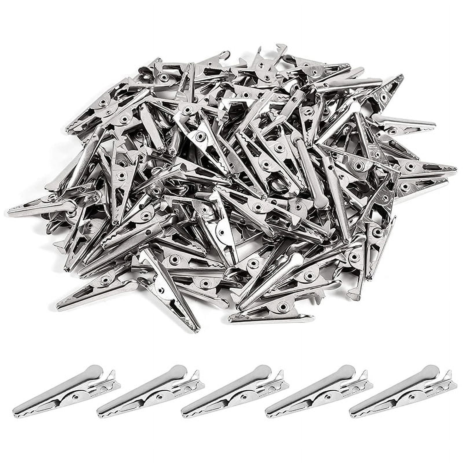 100PCS 1.06IN / 27mm Mini Metal Alligator Clips, Clamps Silver Tone ...