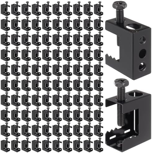 100PCS 1/4"-20 Spring Steel Beam Clamps, Metal Beam Clamp Steel Small C ...