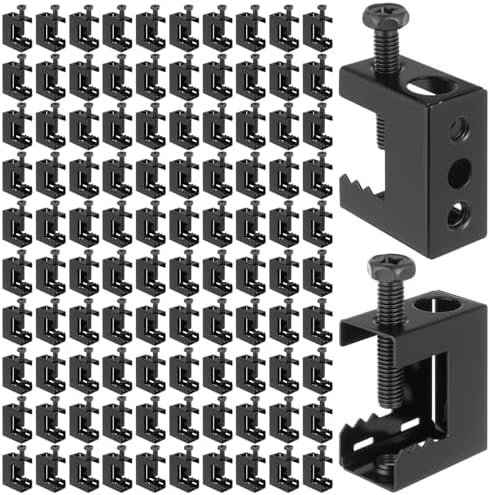 100PCS 1/4"-20 Spring Steel Beam Clamps, Metal Beam Clamp Steel Small C ...