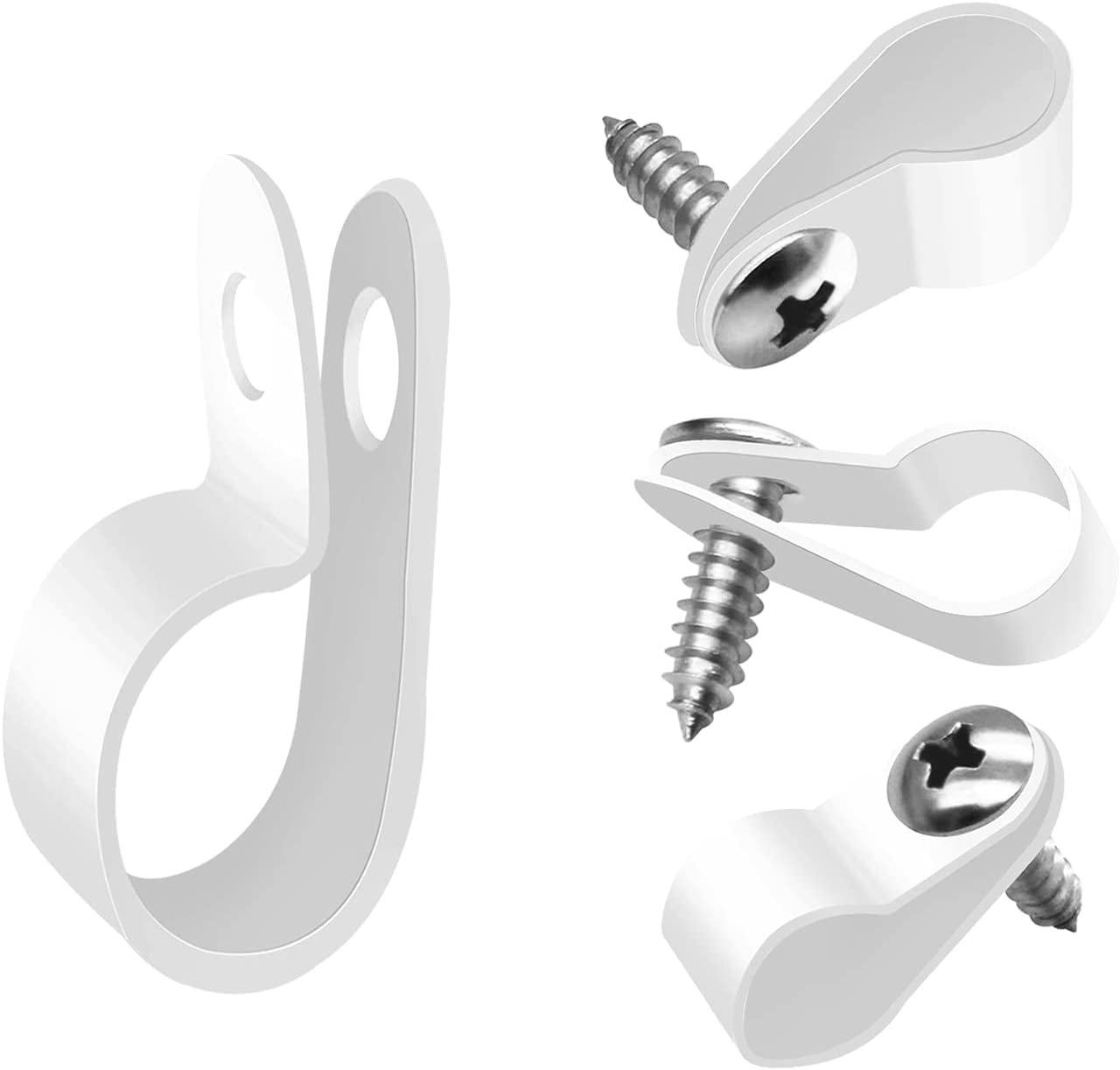 100PCS 1/4 Inch Rope Light Clips P-Style Mounting Clips Plastic Cable ...