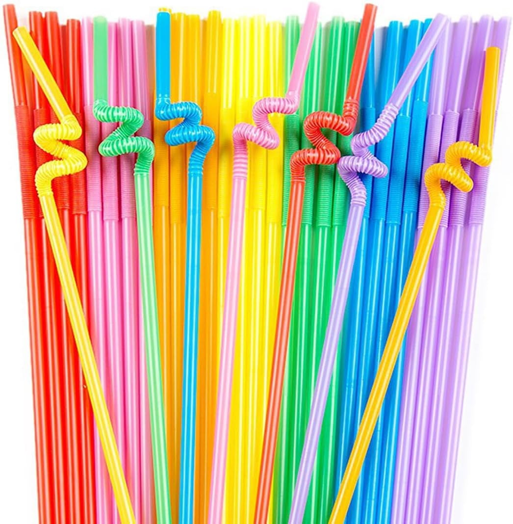 100PCS 12.6 inch Extra Long Colorful Plastic Straws Disposable,Bendy ...
