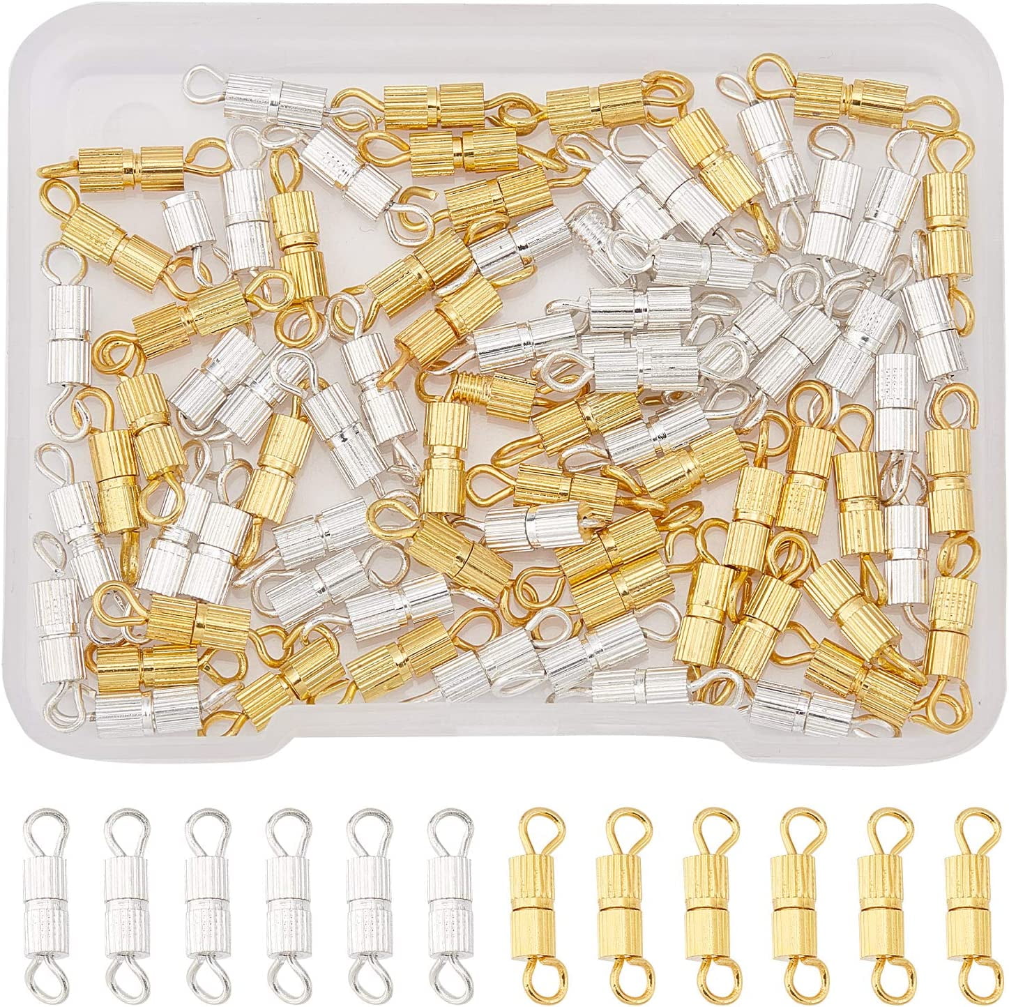 100PCS 14mm Barrel Screw Clasp Tube Brass Screw Twist Clasps 2 Colors ...