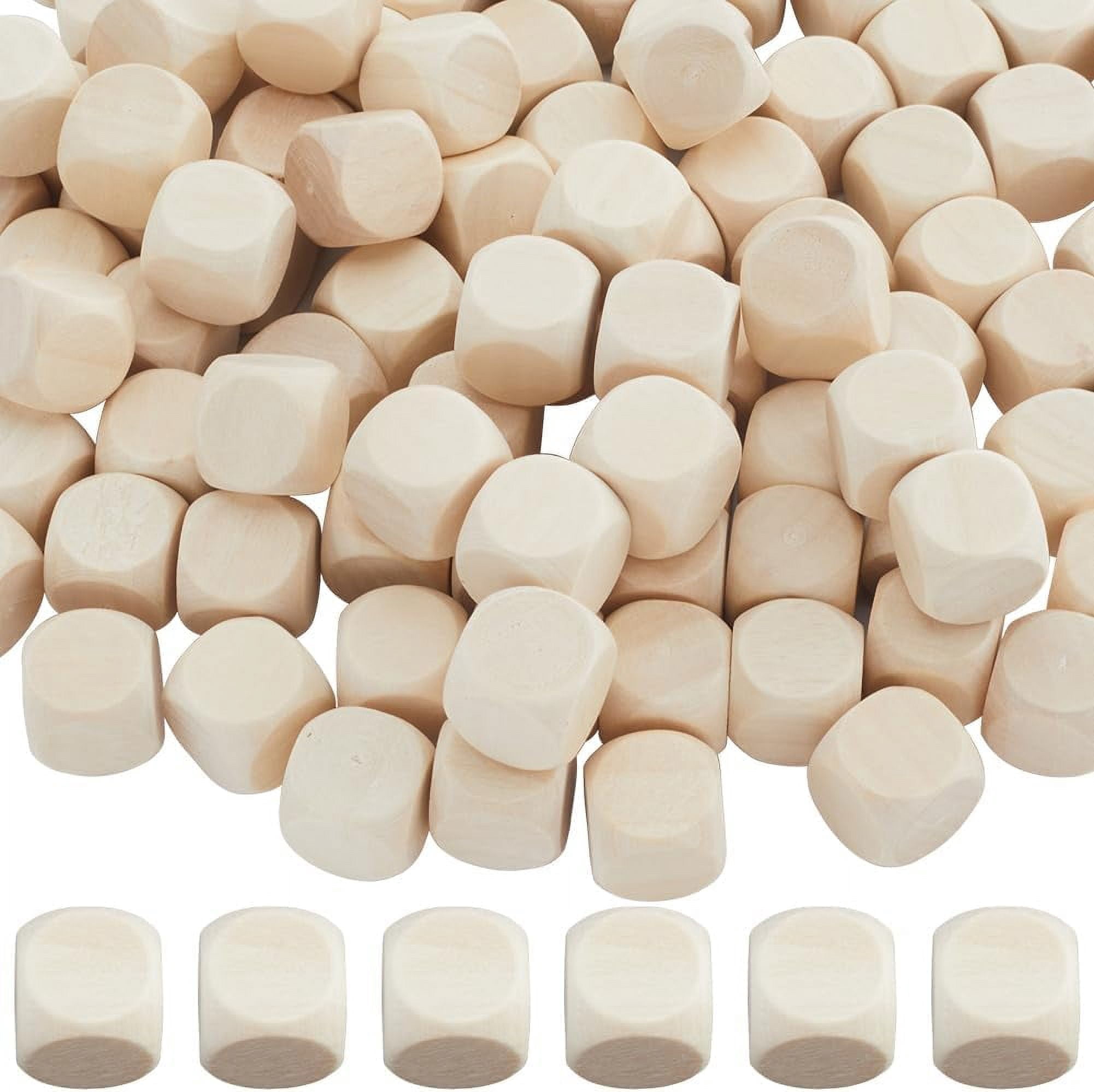 100PCS 16mm Blank Wooden Dice Unfinished Wooden Blocks 6 Sided Wood ...