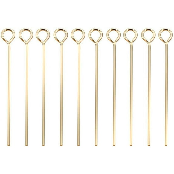 100PCS 18K Real Gold Plated Eye Pins 21 Gauge Eye pins DIY - Walmart.com