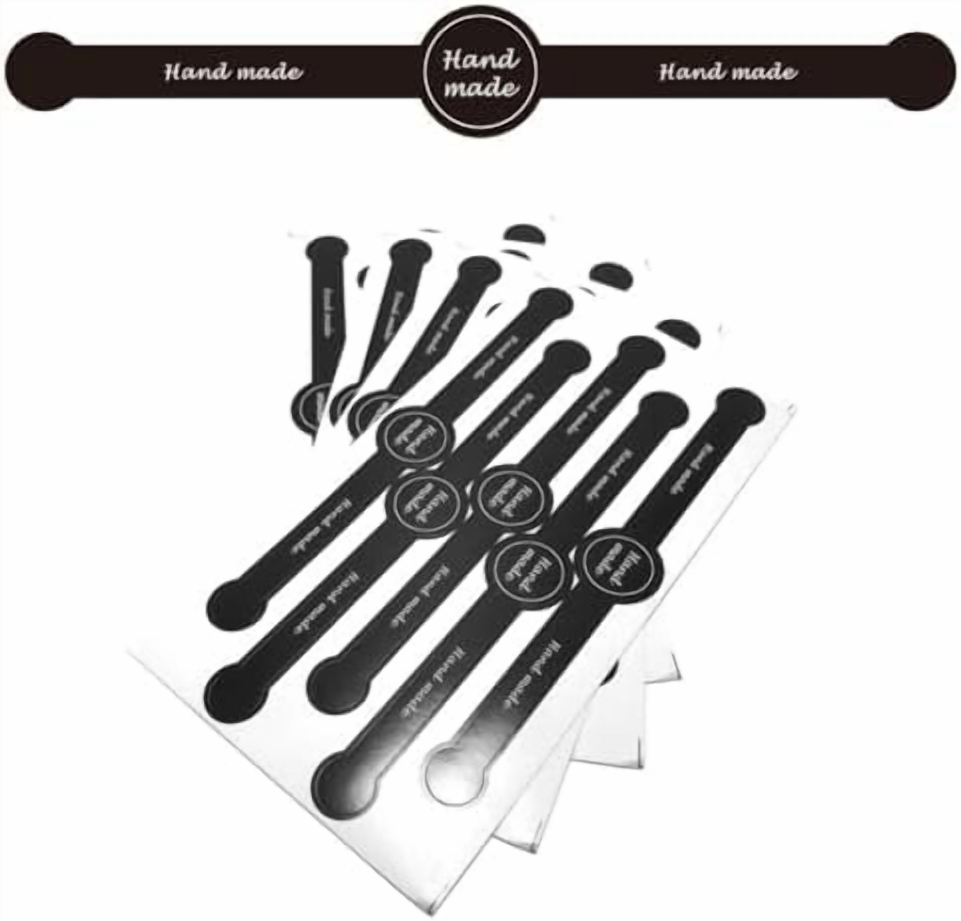 100PCS(20Sheets) Handmade Food Baking Seal Stickers Black Long Strip ...
