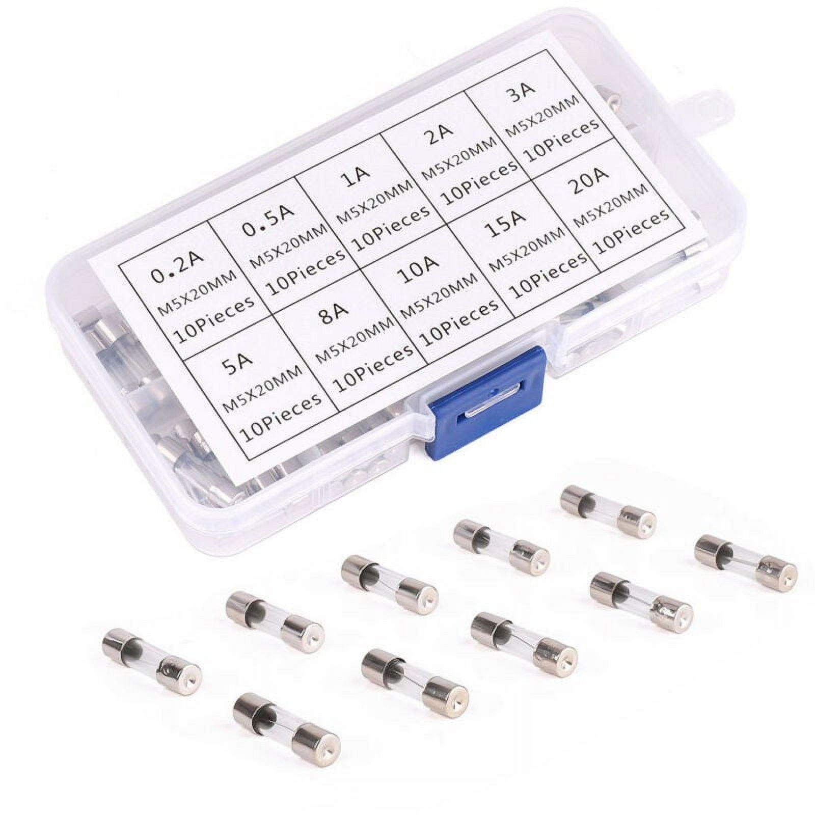 100PCS 250V 5X20mm 0.2A-20A Quick Fast Blow Glass Tube Fuses Assorted Kit Amp - Walmart.com