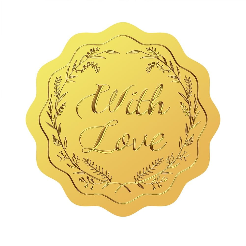 100PCS 2inch with Love Gold Foil Certificate Seals Gold Foil Embossed ...