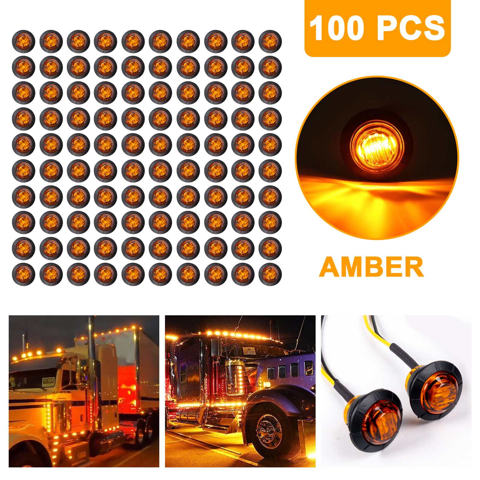 5pcs Smoked LED Roof Top Truck SUV Cab Marker Running Clearance Lights ...