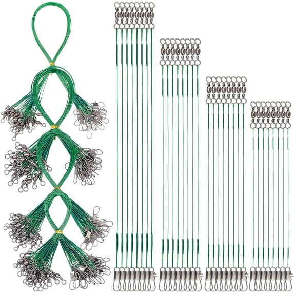 100PCS 4 Sizes Black Steel Fishing Wire Leaders Fishing Line Wire ...