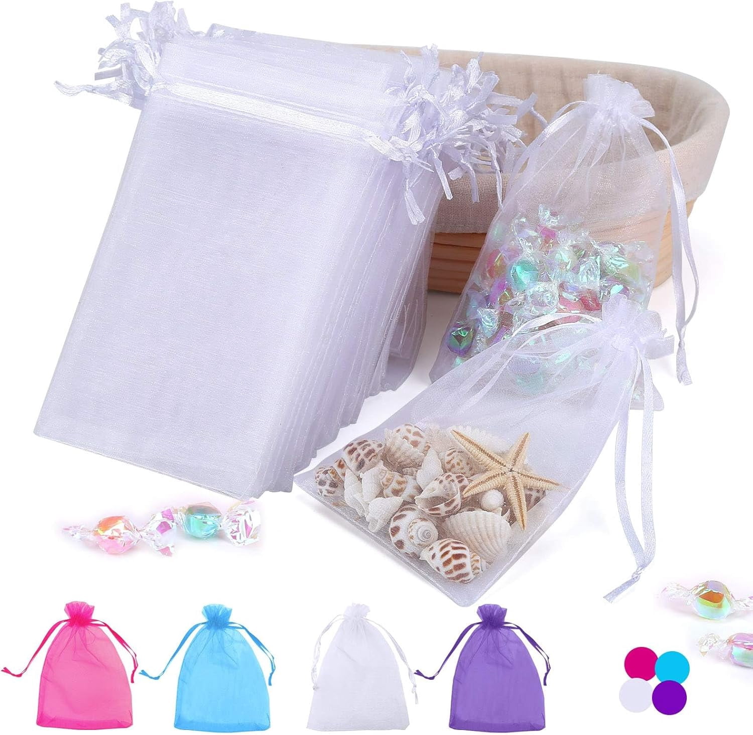 100PCS 4x6 Inch Organza Gift Bags for Jewelry Party Wedding Favor ...