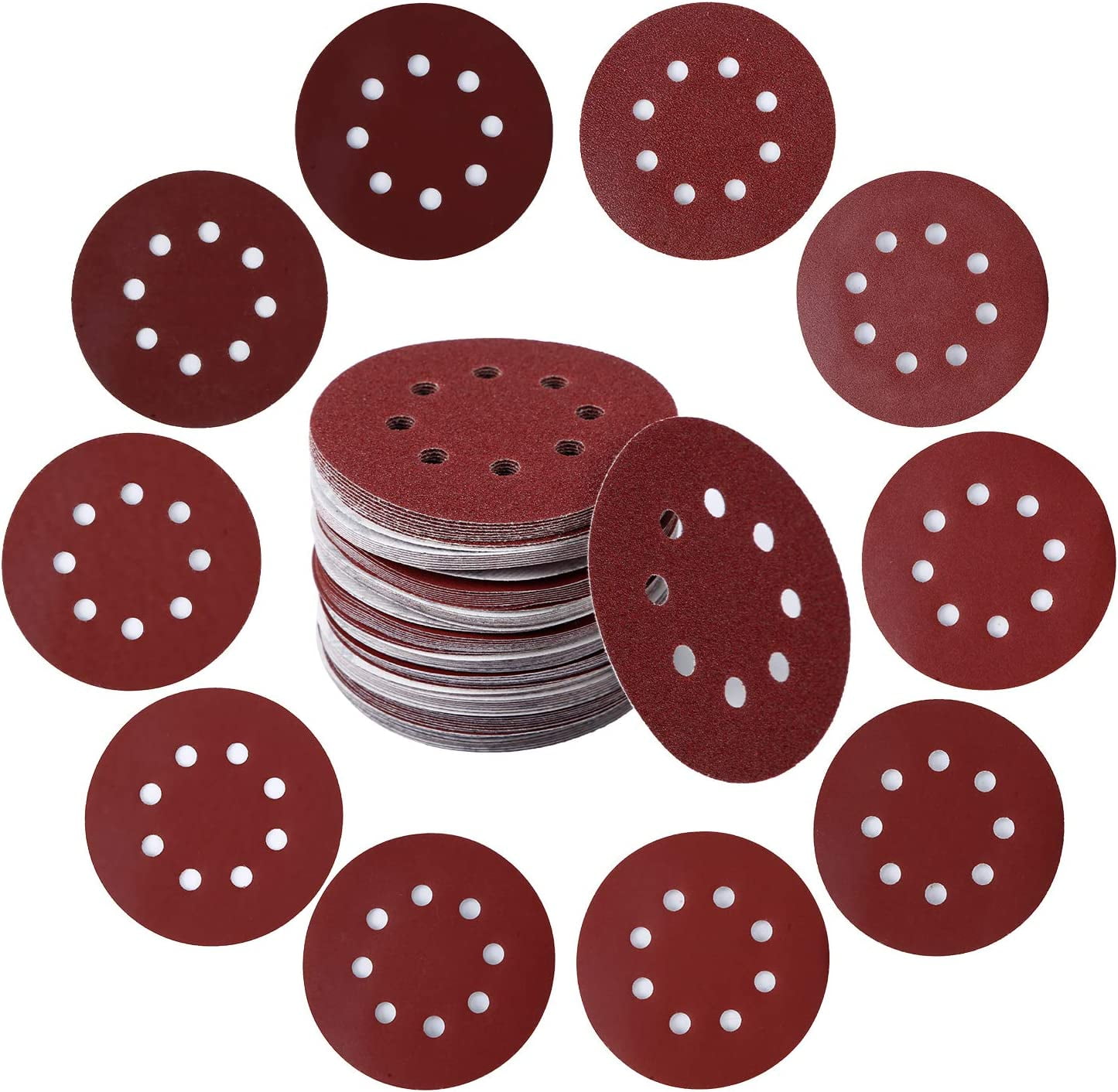 100PCS 5 Inch 125mm Sanding Discs 40 80 60 120 240 320 400 600 800 1000 ...