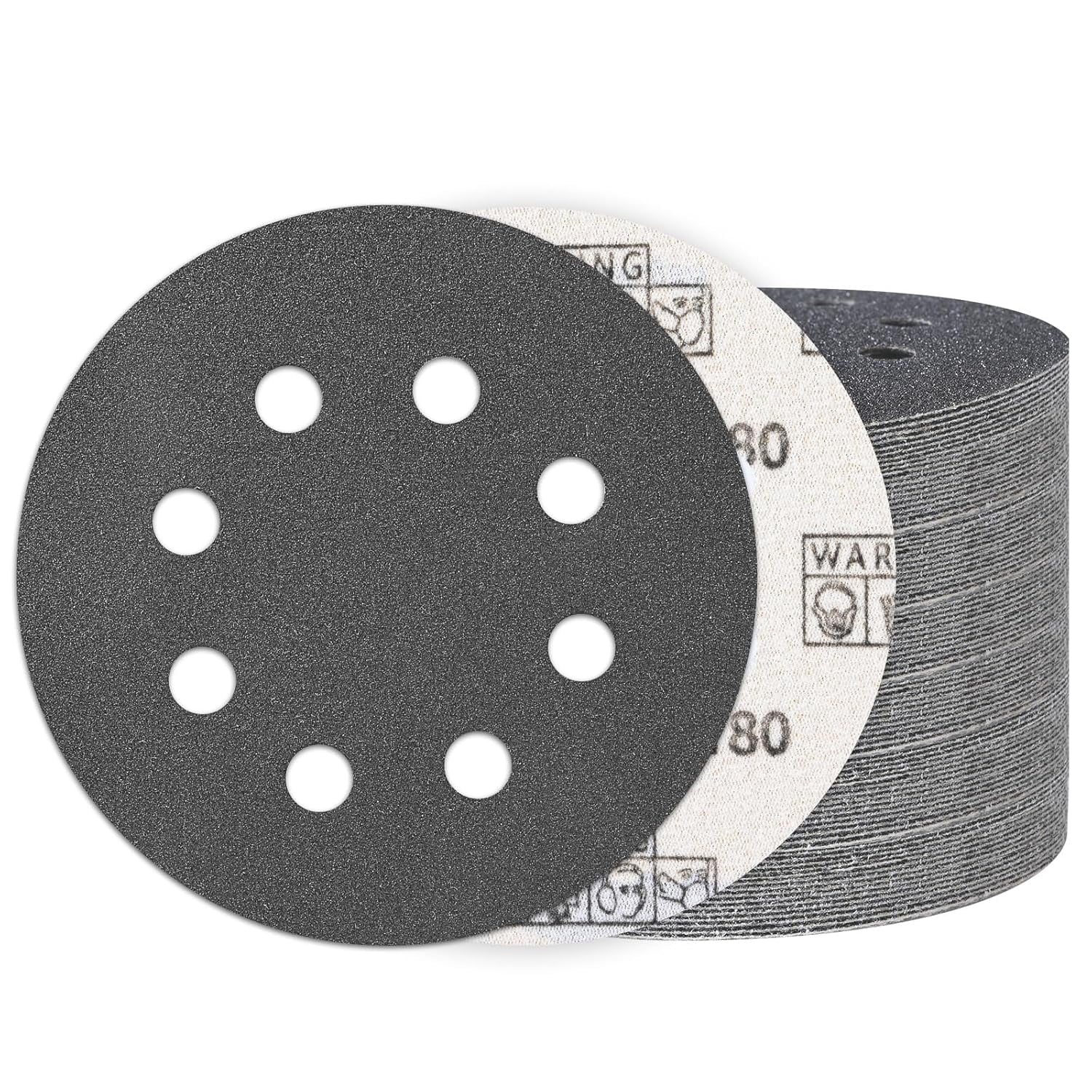 100PCS 5 Inch Hook and Loop Sanding Discs 180 Grit, 8 Hole Wet Dry ...