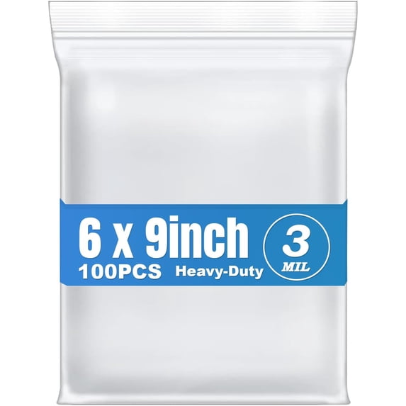 100PCS 6" x 9" Thick 3 Mil Clear Zip Seal Lock Poly Bags Reclosable ...