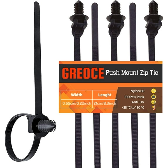 100PCS 8.3" Fir Tree Push Mount Zip Ties Heavy Duty Nylon Cable Ties ...