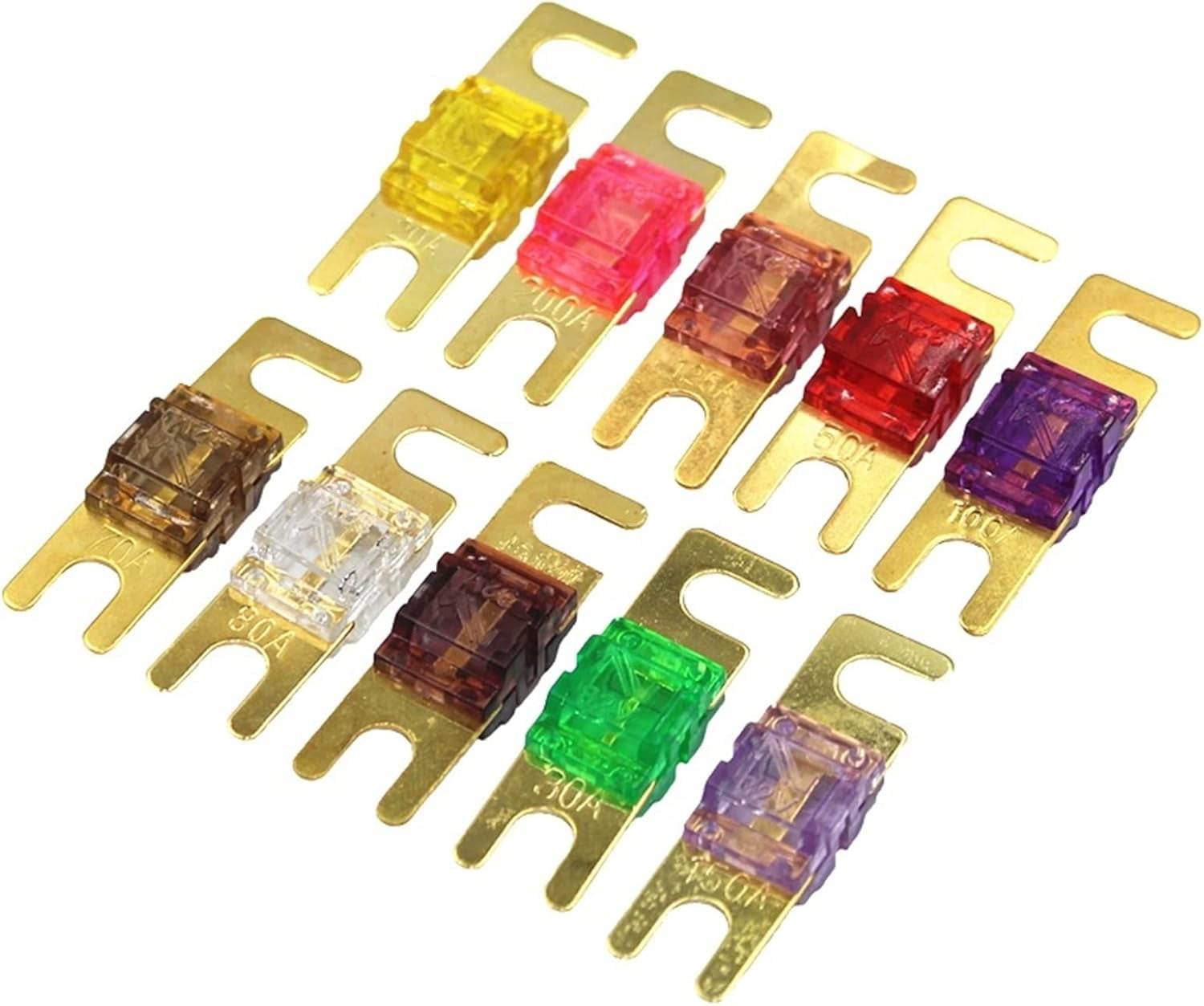 100PCS ANL Gold Plated Stud Car Fuses Mini Car Stereo Audio AFS Fuse ...