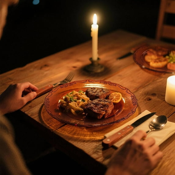 100PCS Amber Plastic Plates - Clear Brown Plastic Plates Disposable ...