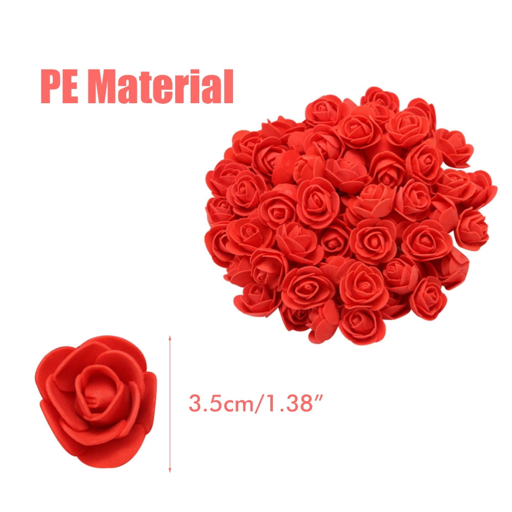 100PCS Artificial Rose Flowers Red Foam Roses Fake Roses DIY Decoration ...