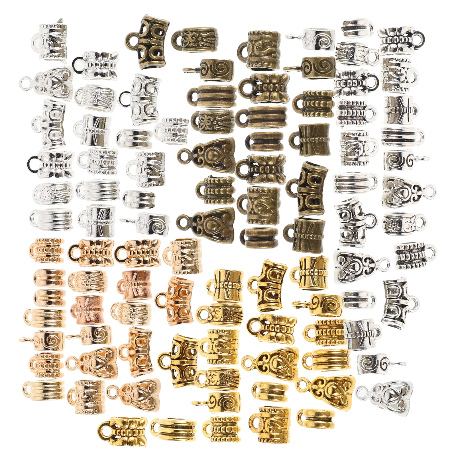 100PCS Bail Beads Alloy Bail Tube Beads Hanger Clasp Bail Bead Jewelry ...