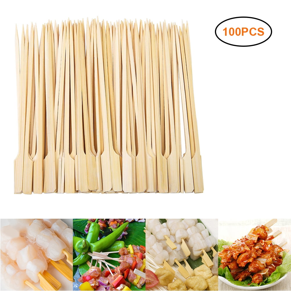 100PCS Barbecue Bamboo Skewers Disposable Bamboo Stick Barbecue Paddle ...