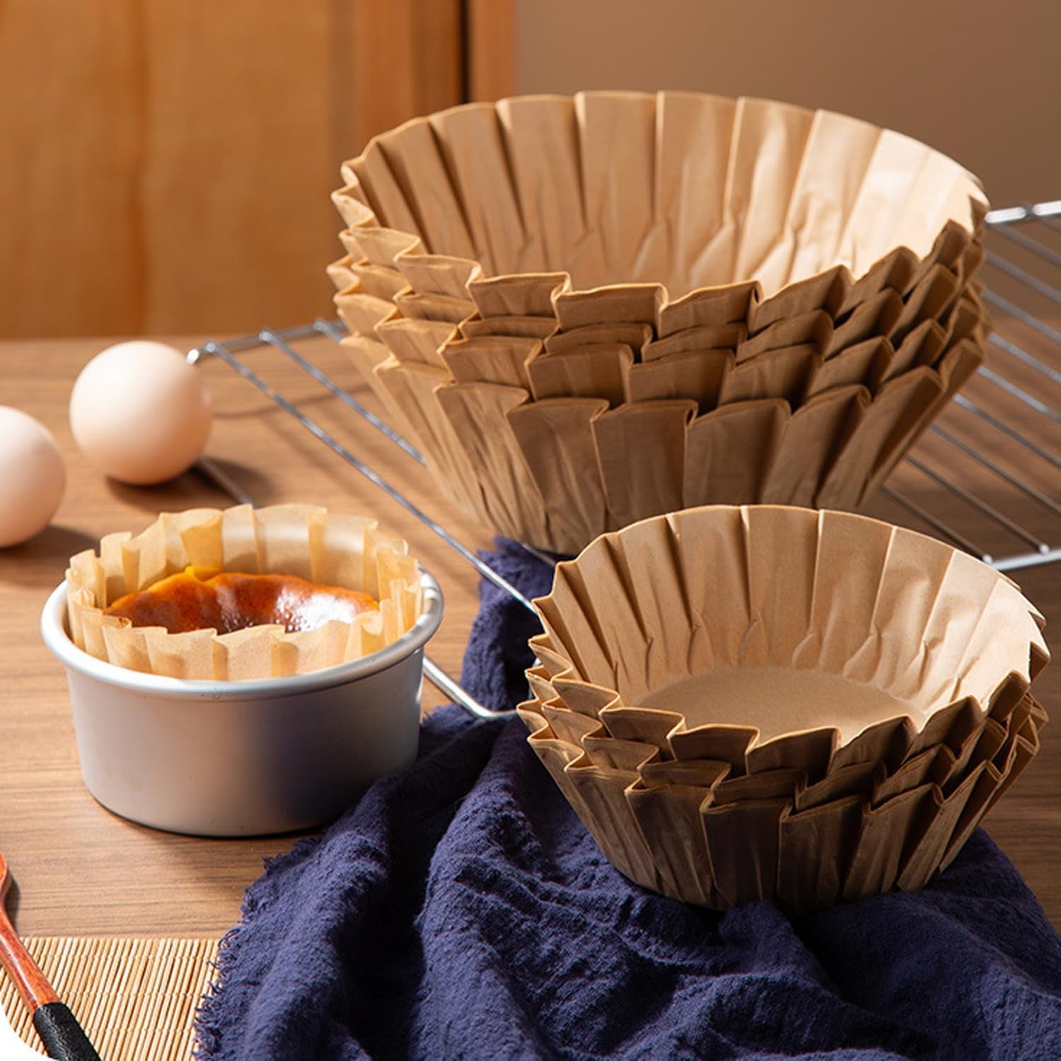 100PCS Basques Cake Paper, 4 Inch Round Parchment Non-Stick Cupcake ...