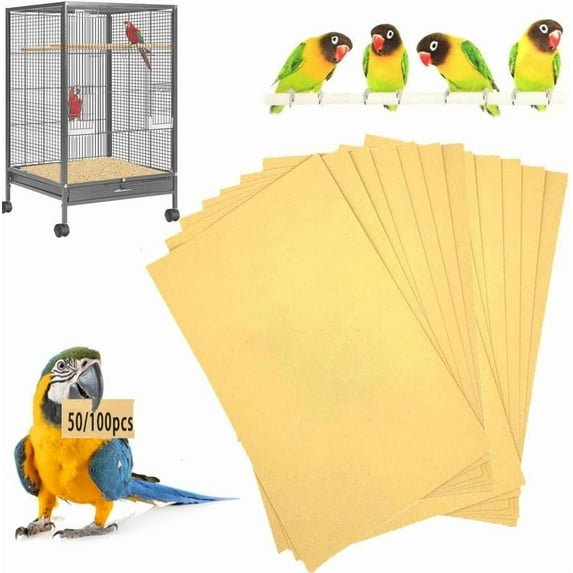 100PCS Bird Cage Liner 17” x 11” Gravel Paper Cuttable Pet Sandpaper ...