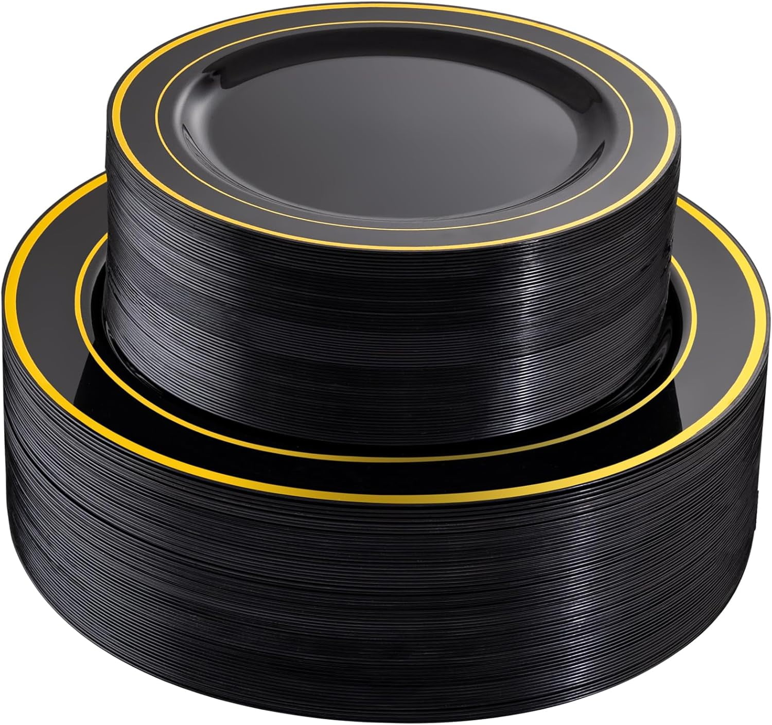 100PCS Black and Gold Plates - Heavy Duty Black Plates Disposable for ...